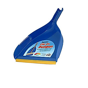 Superio Clip-On Dustpan - Heavy Duty Blue Plastic, Easy Grip Clip On Dust Pan with Rubber Edge, Detailed Sweeping Debris, Fits Standard Brooms Home & Commercial Dusting & Cleaning Tool (1)