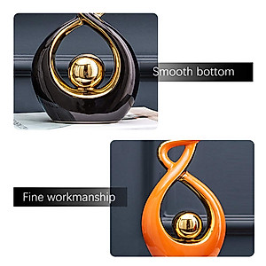 Pearlead Creative Ceramic Sculpture Abstract Ornament Figurine Gold Modern Statue for Home Office Decor Centerpiece Decoration Living Room 12.2 Inches Black