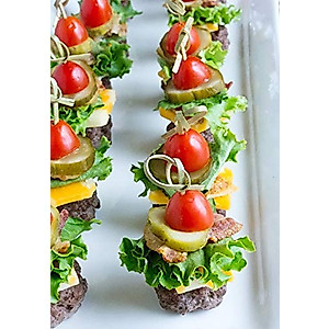 Gmark Bamboo Cocktail Picks 4.5" 300 ct - Bamboo Knot Skewers, Looped Knot Twisted Ends Perfect for Cocktail Party, Barbeque, Club Sandwiches - Pack in Box GM1114