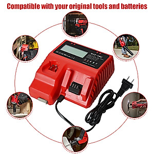 Komifolen 2 Pack 9.0Ah 18V Battery and Charger Replacement for Milwaukee M18 Batteries 48-11-1880 48-11-1860 48-11-1850 48-11-1828,2024 New Version High Demand