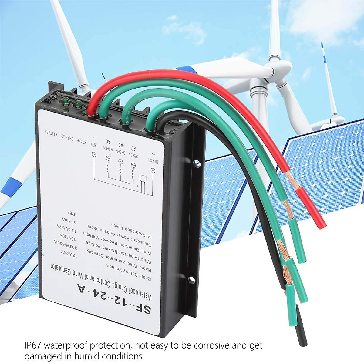 Wind Charge Controller 12V/24V 300W/600W,Automatic Wind Power Charge Regulator,IP67 Waterproof Wind Turbine Generator Charge Controller Regulator