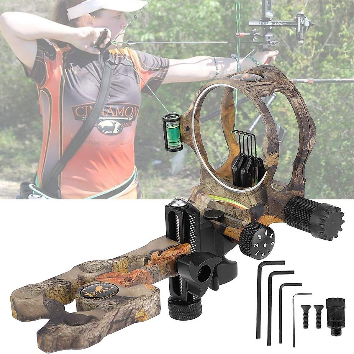 Quality 5 Pin Archery Compound Bow Sight Set with Light for Shooting Practicing Hunting Archery Accessory