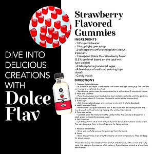 Dolce Flav Strawberry Extract 2 oz – Kosher, Sugar-Free, Concentrated Berry Flavor for Candy, Chocolates & Desserts, Includes Measured Dropper
