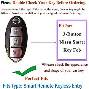 SANRILY 3-Button Leather Key Fob Cover for Nissan Armada Rogue Murano Cube 370Z Leaf Juke Quest Keyless Remote Key Protective Case with Lucky Cat Key Ring Green