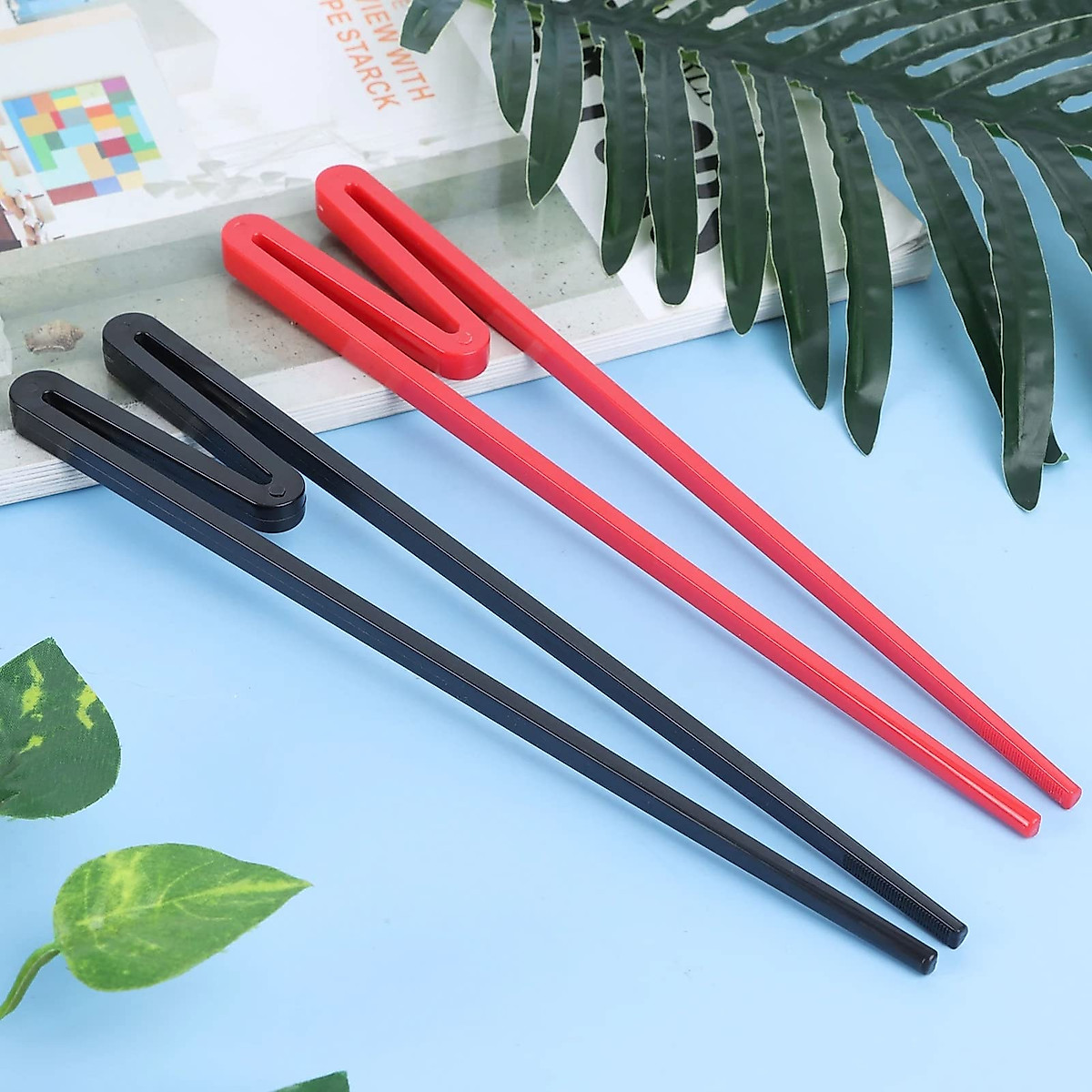 Saterkali Toddler Chop-stick Food Grade Learning Chop-sticks Helper for Kids High Temperature Resistance M Shape Learning Chop-stick Baby Accessories Black