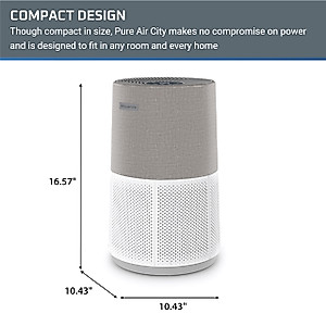 Rowenta Pure Air City Air Purifier 876 Square Foot Room Dust Pet Dander Smoke Mold Pollen Bacteria Virus Allergen, Odor Removal, for Home Office Nursery, HEPA Filter PU2840