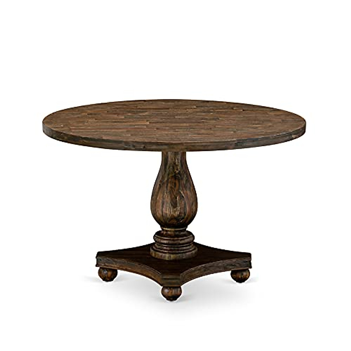 East West Furniture IR2-07-TP Irving Kitchen Dining Round Wooden Table Top with Pedestal Base, 48x48 Inch, Distressed Jacobean