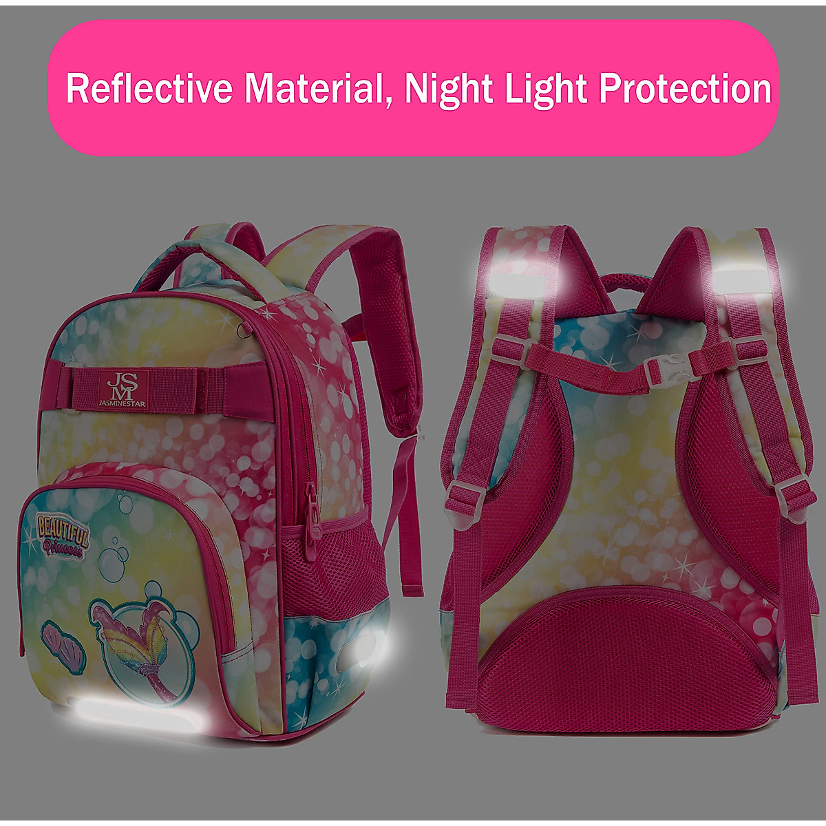 School Girls Boys Kids Backpack for Preschool Kindergarten Elementary School Backpack for Girls Boys Kids Lightweight and Multi functional Heavy Duty carry on Backpack with Lunch Bag Mermaid