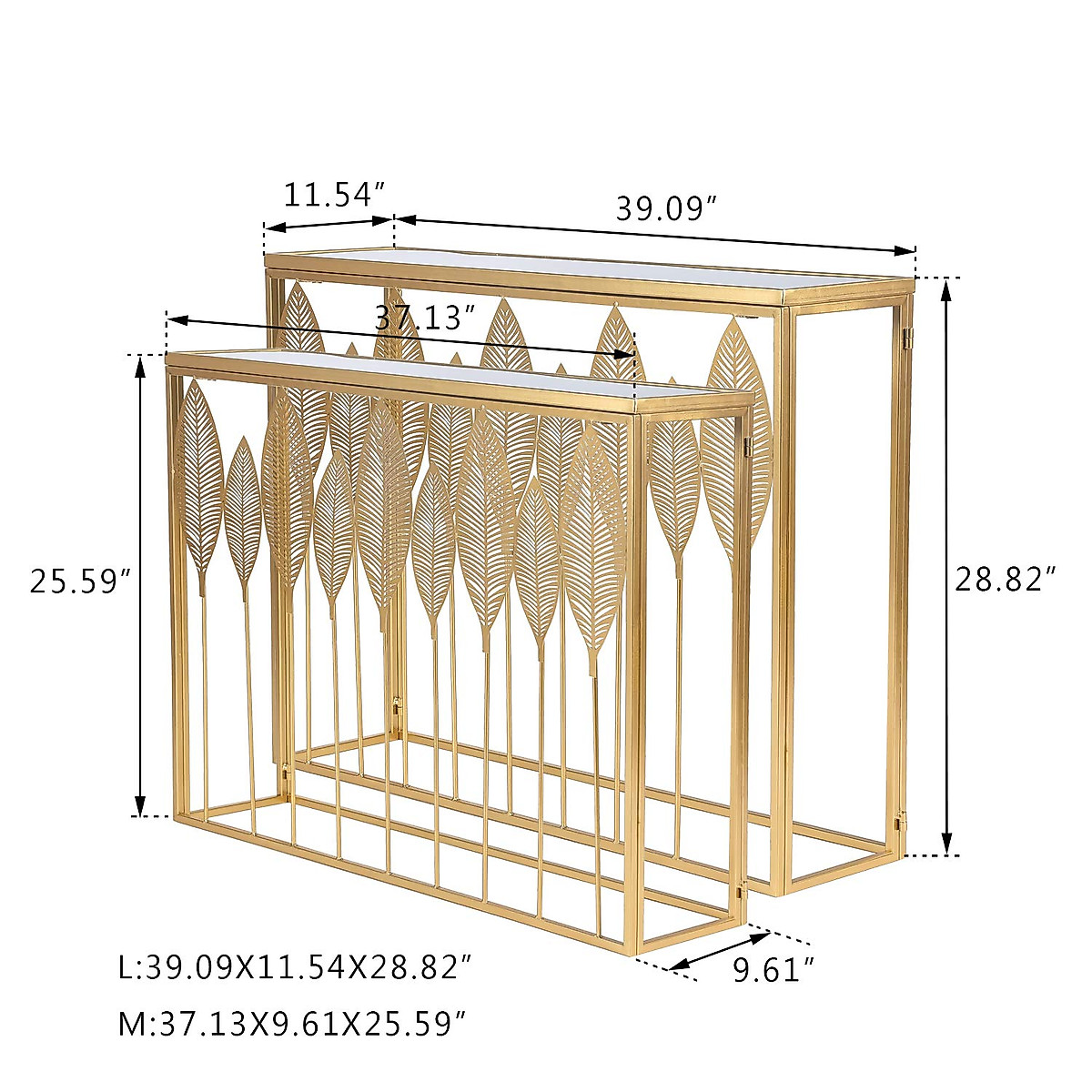 Joveco Console Table Set of 2- Gold Thin Sofa Table- Metal Slim Console Tables Behind The Sofa Couch- Modern Narrow Accent Sofa Tables for Entryway Living Room Hallway and Bedroom