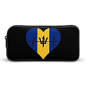 Love Barbados Heartbeat Pencil Case Stationery Pen Pouch Portable Makeup Storage Bag Organizer Gift