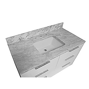 Kitchen Bath Collection Oslo 42-inch Floating Bathroom Vanity (Carrara/White): Includes White Cabinet with Authentic Italian Carrara Marble Countertop and White Ceramic Sink