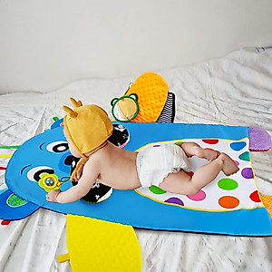 teytoy 3-in-1 Tummy Time Mat & Pillow & Mirror Black and White High Contrast Tummy Time Toys with 3 Teethers for Newborn Infant Baby Toys 0 3 6 9 12 Months Easter Gifts