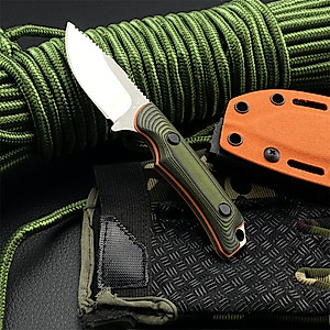 HUAAO Hidden Canyon Hunter, Fixed Blade Knife with Kydex Sheath for Men, Full Tang 8Cr13Mov Blade with G10 Handles, for EDC Hunting Camping Fishing Self Defense (Orange G10 Handle)