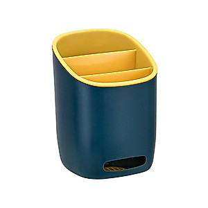 Utensil Holder Cutlery Drainer,Three Layer Chopsticks Holder Spoon Fork Drain Rack Basket Storage Holder Organizer Compartment Box(Blue)