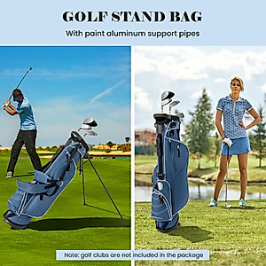 Tangkula Golf Stand Bag Lightweight Organized Golf Bag Easy Carry Shoulder Bag with 4 Way Dividers and 4 Pockets for Extra Storage Sunday Golf Bag, Blue