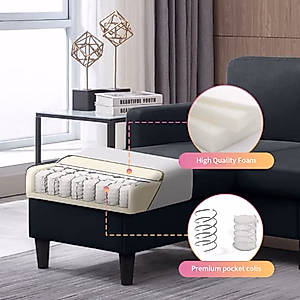 Mixoy 78'' Convertible Sectional Sofa with Storage Ottoman, Small Linen Fabric Sofa with Movable Ottoman, Modern Free Combination L Shaped Couch (Dark Grey)