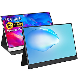 cocopar USB-C Portable Monitor Bundle [Black & Silver] 15.6 Inch 1080P FHD HDR Zero Frame USB-C Computer Display with Dual Type-C Mini HDMI for Laptop PC Mac Surface Xbox PS4/5 Switch with Smart Cover