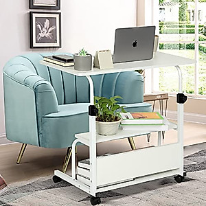 Laptop Desk Adjustable Desk Small Standing Desk Home Office Desks for Small Spaces Portable Desk Table for Bedrooms, 31.5" White Uplift Student Study Desk Mobile Rolling Computer Work Desk on Wheels