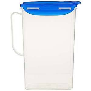 LocknLock Aqua Fridge Door Water Jug with Handle BPA Free Plastic Pitcher with Flip Top Lid Perfect for Making Teas and Juices, 2 QT, Blue