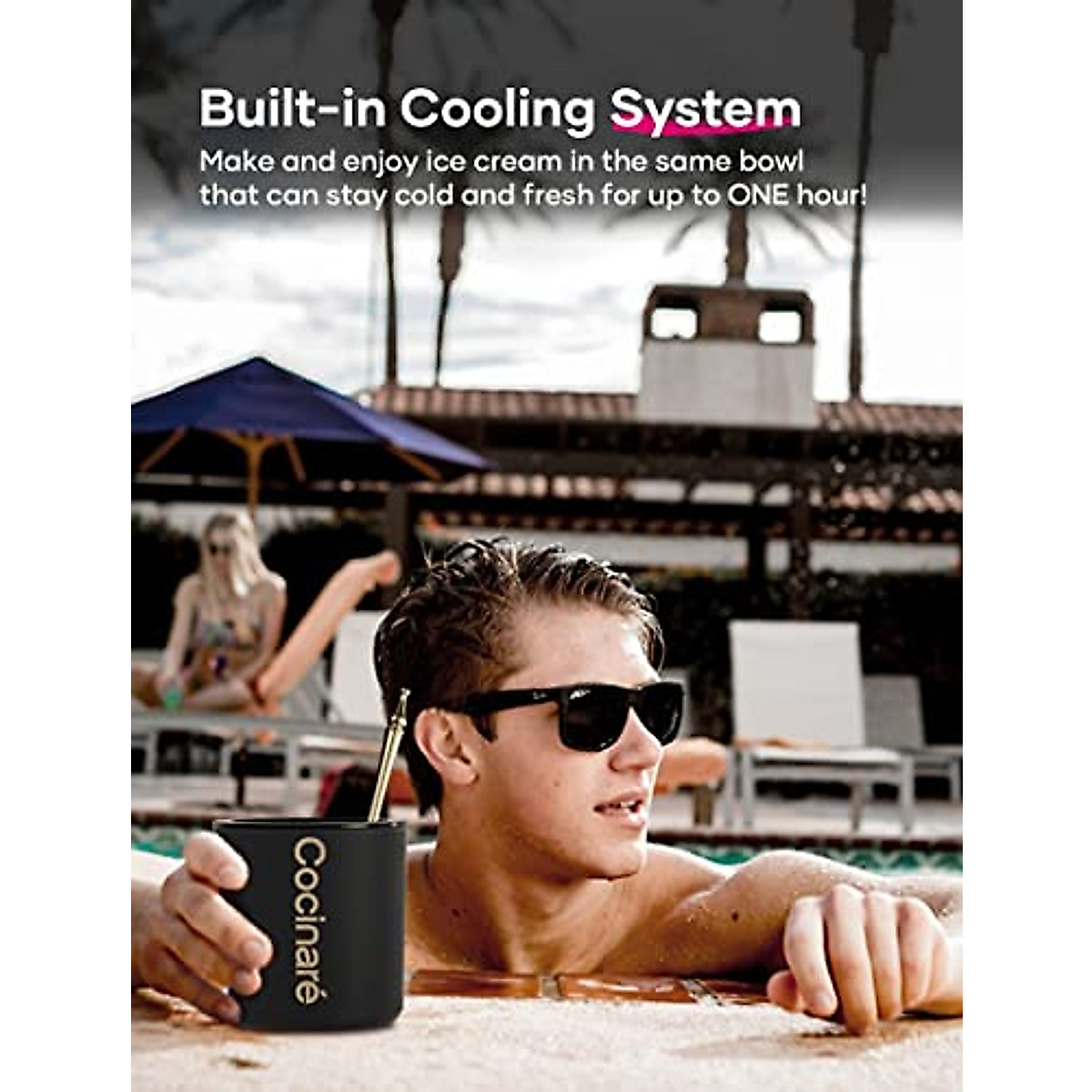 Cocinare KRUSH Ice Cream Maker Freezer Bowl, Stay Cold and Fresh for up to ONE hour, 304 Stainless Steel and BPA Free, Blue