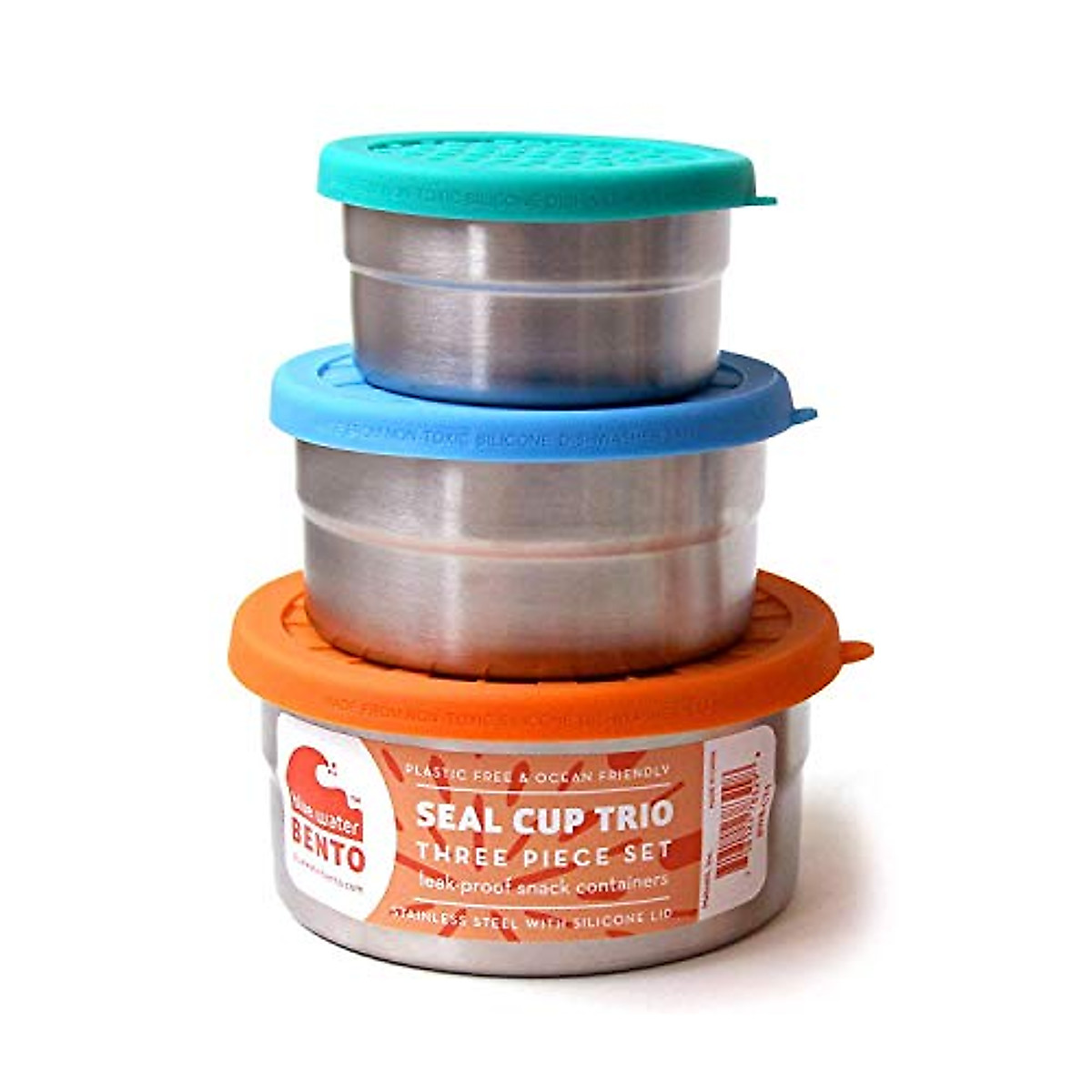 Ecolunchbox Seal Cup Trio 3-Piece Nesting Stainless Steel Leak-Proof Food Storage Containers