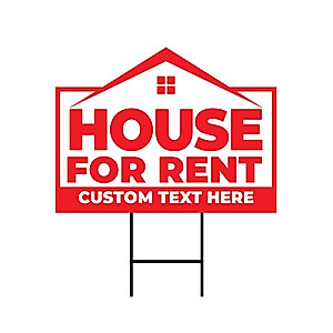 House for Rent Yard Sign Personalized 24" x 18" - Visible Text Custom House for Rent Yard Sign with Metal H-Stake (24x18, Single Sided)