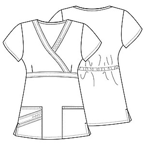 Cherokee Women's 1841 Mock Wrap Zig Zag Scrub Top, Galaxy Blue, XXXXX-Large