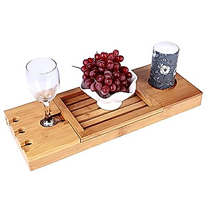 GANFANREN Extendable Bathtub Tray Shelf Bath Tub Tray Spa Bathtub Book Wine Tablet Holder Bathtub Bathroom Accessories
