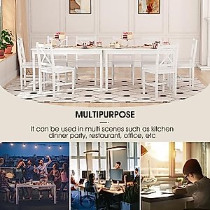 Alohappy Dining Table Set for 4, 5 Piece Kitchen Table Set with 4 Chairs Pine Wood Dining Table Rectangle Breakfast Table and Chairs for Small Space, Space-Saving & Easy Assembly (White)