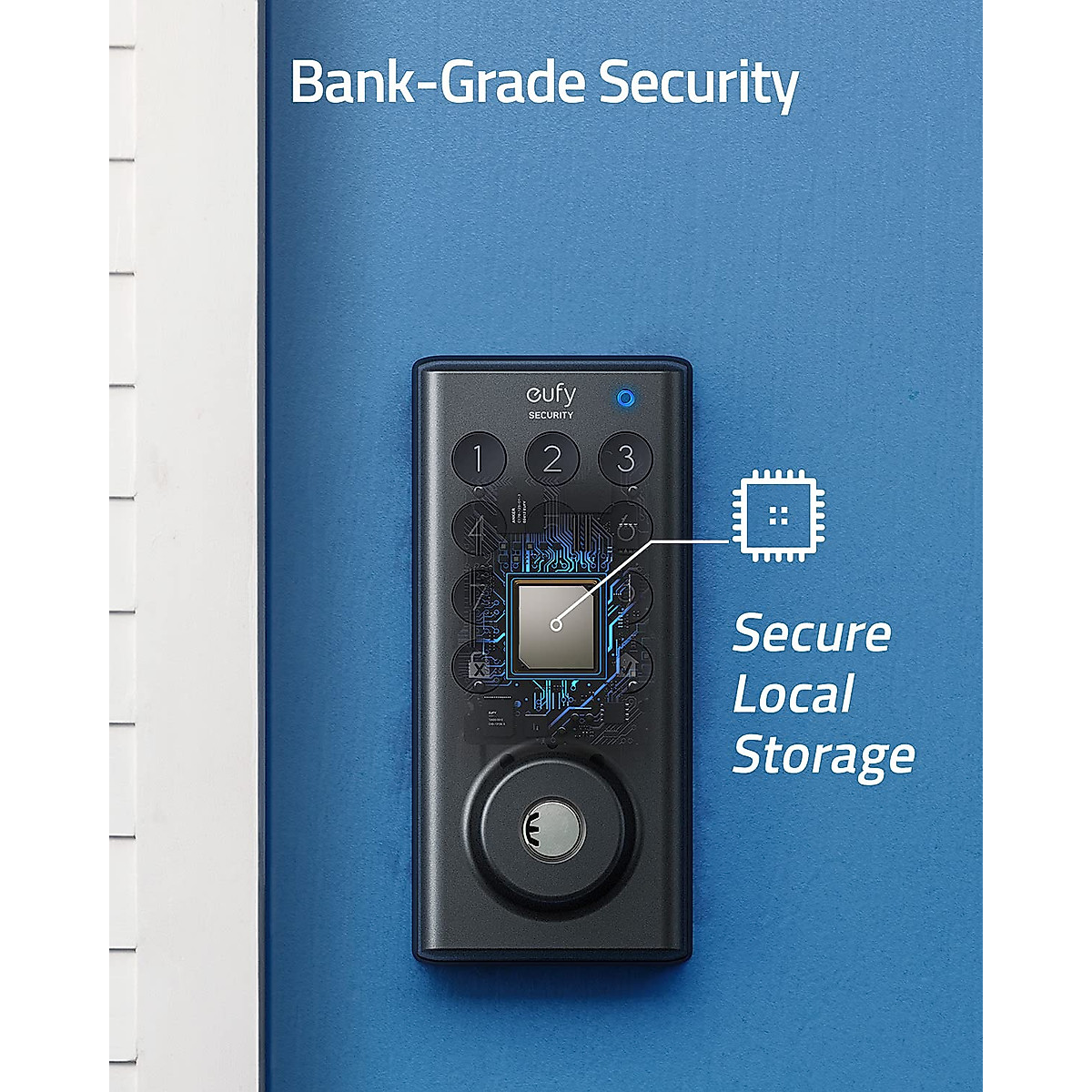 eufy Security Keyless Entry Door Lock, App Control, Bluetooth Electronic Deadbolt, BHMA Certified, IPX3 Weatherproof Protection, Compatible with Wi-Fi Bridge (Sold Separately)