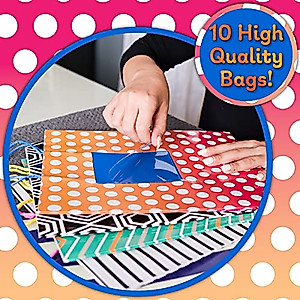 PURPLE LADYBUG 10 Premium Large Gift Bags for Presents with Handles - Unique Gift Bags Large Size with 5 Designs - Assorted Mothers Day Gift Bags - Great Birthday Gift Bag, Easter Gift Bags, & More