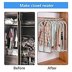 Mskitchen Hanging Clothes Bag with 4" Gusseted Garment Bag (Set of 3) for Storage Suit Bag for Closet Clear Garment Bags Dress Covers Garment Bags for Suits, Sweaters, Shirts - 24'' x 40"x4''/ 3 Pack