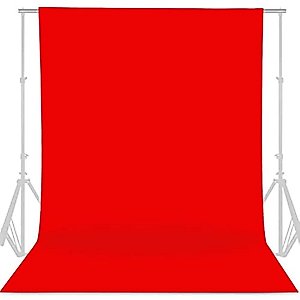 GFCC 6FT x 10FT Red Polyester Backdrop Curtain for Wedding Party Banquet,Fabric Backdrop