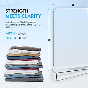 Blue and Honey Home Purse Organizer for Closet – Acrylic Organizers or Shelf Dividers with Grippy Pads Can be Used for Storage and Organization of Clothes, Shoes & Towels in Cabinet – 11" x 8" (6 Pcs)