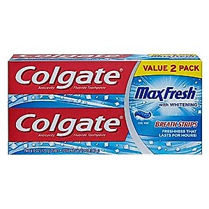 Colgate MaxFresh Fluoride Toothpaste 6 oz, Twin Pack, Cool Mint 2 ea (Pack of 2)