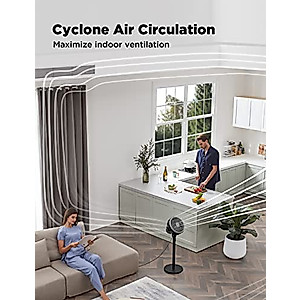 PELONIS Air Circulator Fan | 2 In 1 Table Pedestal Fan | Adjustable Height| 75-Degree Tilt |7-inch airfoil fan blades| 3 Speeds | Low Noise |Solid Base| for Home, Office, Dorm | Black