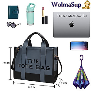 The Tote Bag for Women Large Leather Tote Bag Dupes Top Handle Crossbody Handbags Blue Black