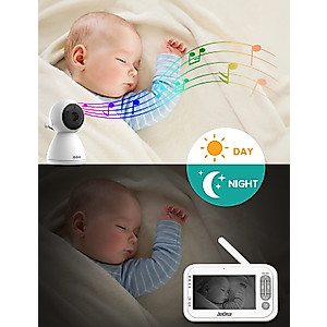 Baby Monitor with 2 Camera and Audio 4.3" LCD Split Screen 1000ft Range Rechargeable Battery 2-Way Audio Baby Crying Detection Night Vision Temperature Detection (No Remote pan-tilt-Zoom Function)