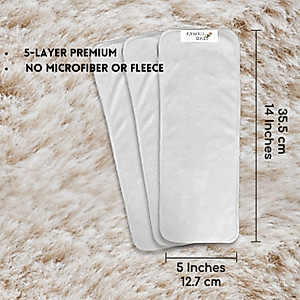 Kawaii Baby Premium Label Cloth Diaper Insert, 5-Layer, Washable, Reusable Booster, use with One Size Cloth Diaper - Pack of 10 Inserts