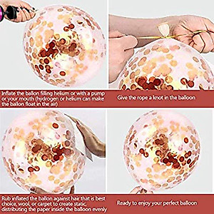 Rose Gold Confetti Balloons 100 pack, 12 Inch Latex Party Balloons with Confetti Dots for Birthday Party, Wedding & Anniversary Decorations, Graduation Party Supplies, Baby Shower and Holidays