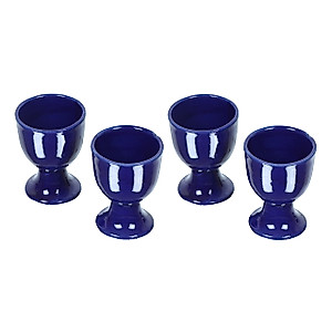 Soft Boiled Egg Holder | Ceramic Egg Cup Set | Ceramic Egg Holder Pottery Housewarming Gift set of 4 (Blue)