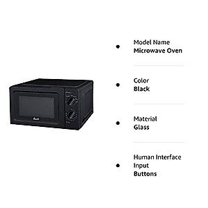 Avanti MM07K1B Microwave Oven 700-Watts Compact Mechanical with 5 Power Settings, Defrost, Full Range Temperature Control and Glass Turntable, Black