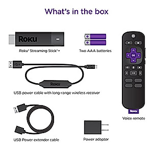 Roku Streaming Stick+ | HD/4K/HDR Streaming Device with Long-range Wireless and Roku Voice Remote with TV Controls