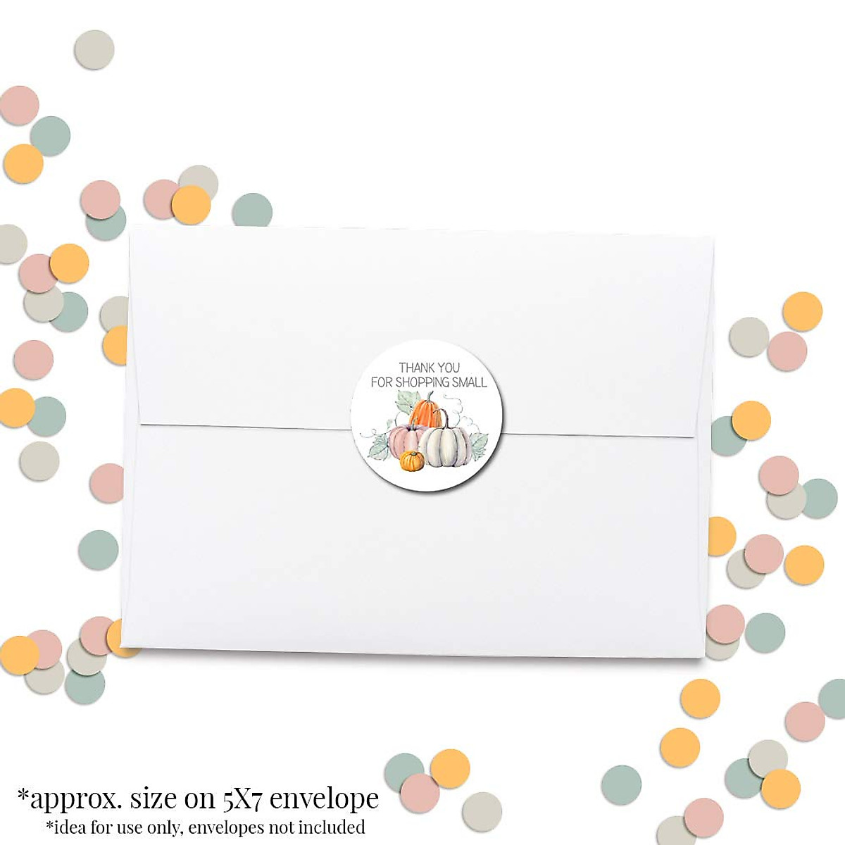 Fall Pumpkin Thank You for Shopping Small Customer Appreciation Sticker Labels for Small Businesses, 60 1.5" Circle Stickers by AmandaCreation, Great for Envelopes, Postcards, Direct Mail, & More!