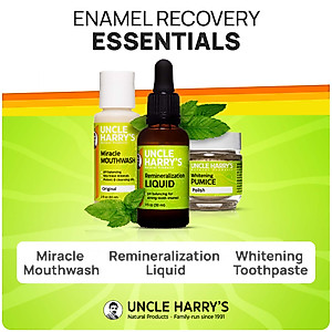 Uncle Harry's Natural Remineralization Kit with Tooth Whitening - 3 Products Strengthen Weak Enamel, Brighten Smile, & Correct Oral Care Issues (1 kit)