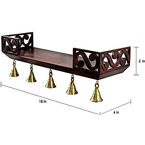 Crafting with Love A Beautiful Wooden Handmade MDF Wall Shelf / Pooja MANDIR / Home Temple / Floating SELF with Bells