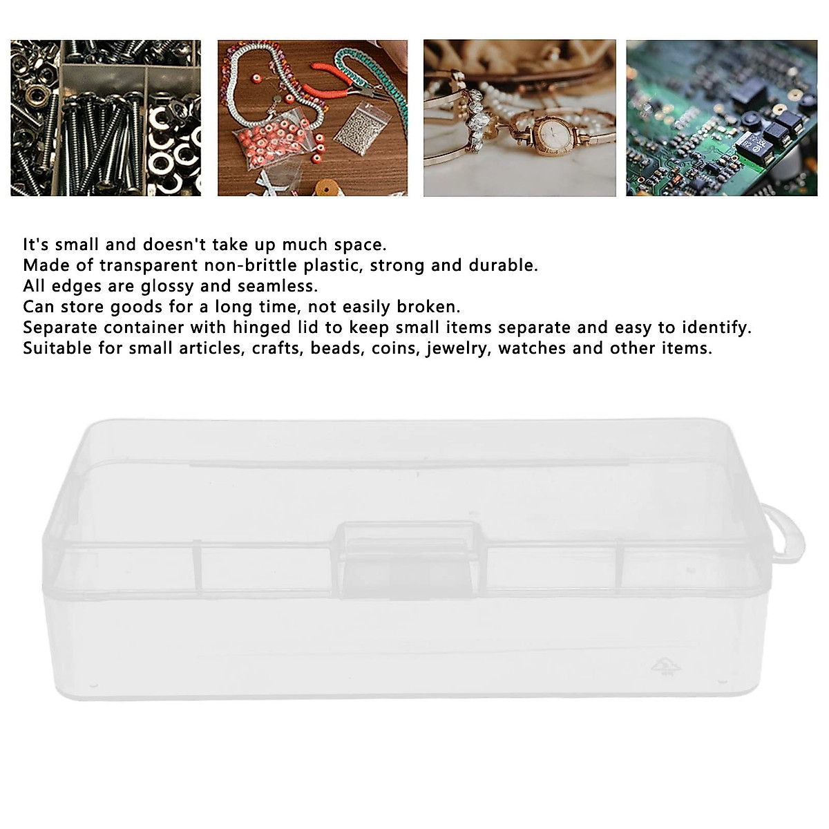 4 Packs Small Plastic Boxes,Clear Plastic Storage Container Bins with Latching Lids,Stackable Craft Box Containers for Craft Supplies and Little Bits,Organizing Container for Home, Office