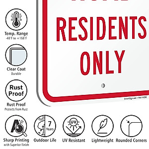 SmartSign 2-Pack Private Road Residents Only Sign - 18 x 12 inch, 2mm Aluminum Composite, Pre-Drilled Holes, Red and White, Made in USA
