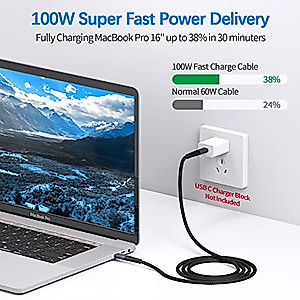 Deegotech USB C to USB C Cable, [6.6Ft 2-Pack] Durable Nylon Braided 100W 5A USB C Cable PD Fast Charger Compatible with MacBook Pro, MacBook Air, iPad Pro/Air, Galaxy S22 S21-Black