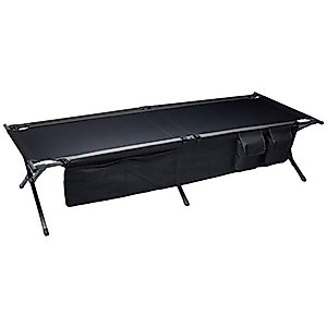 PORTAL Folding Portable, Guest Carry Bag and Side Storage Organizer, Camping Adults Away Tent Sleeping Cot Bed, Supports 300 LBS, Black